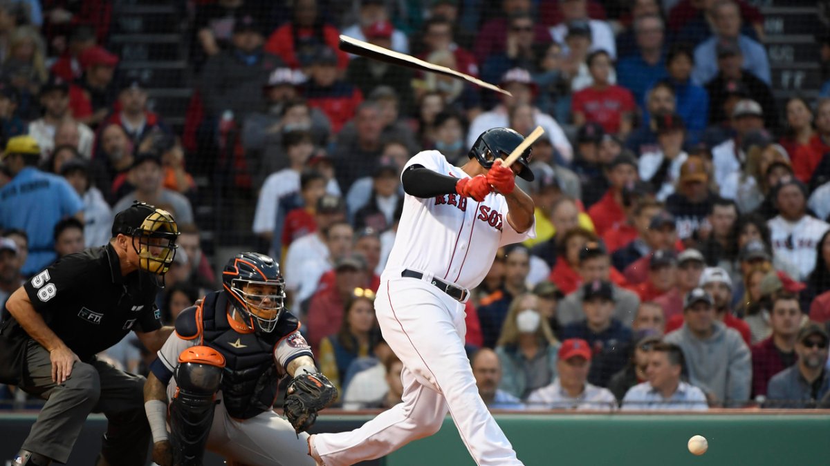 WATCH: Red Sox fan amazingly catches Rafael Devers’ shattered bat – NBC ...