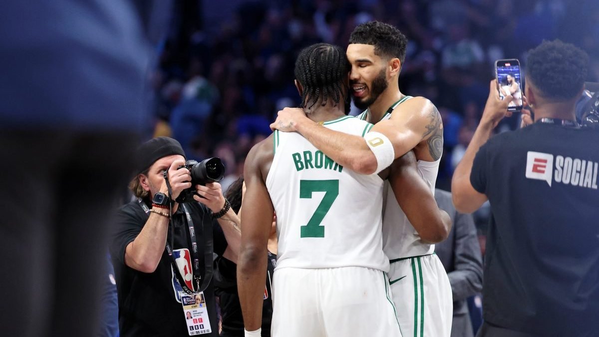 What Jayson Tatum, Jaylen Brown told each other during embrace after Celtics’ Game 3 win – NBC ...