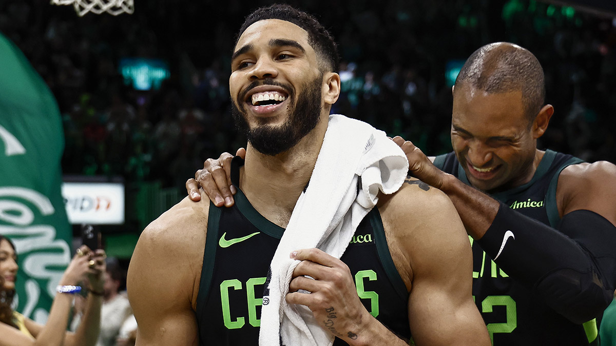 Jayson Tatum reacts to buzzer-beater in OT as Celtics defeat Raptors ...