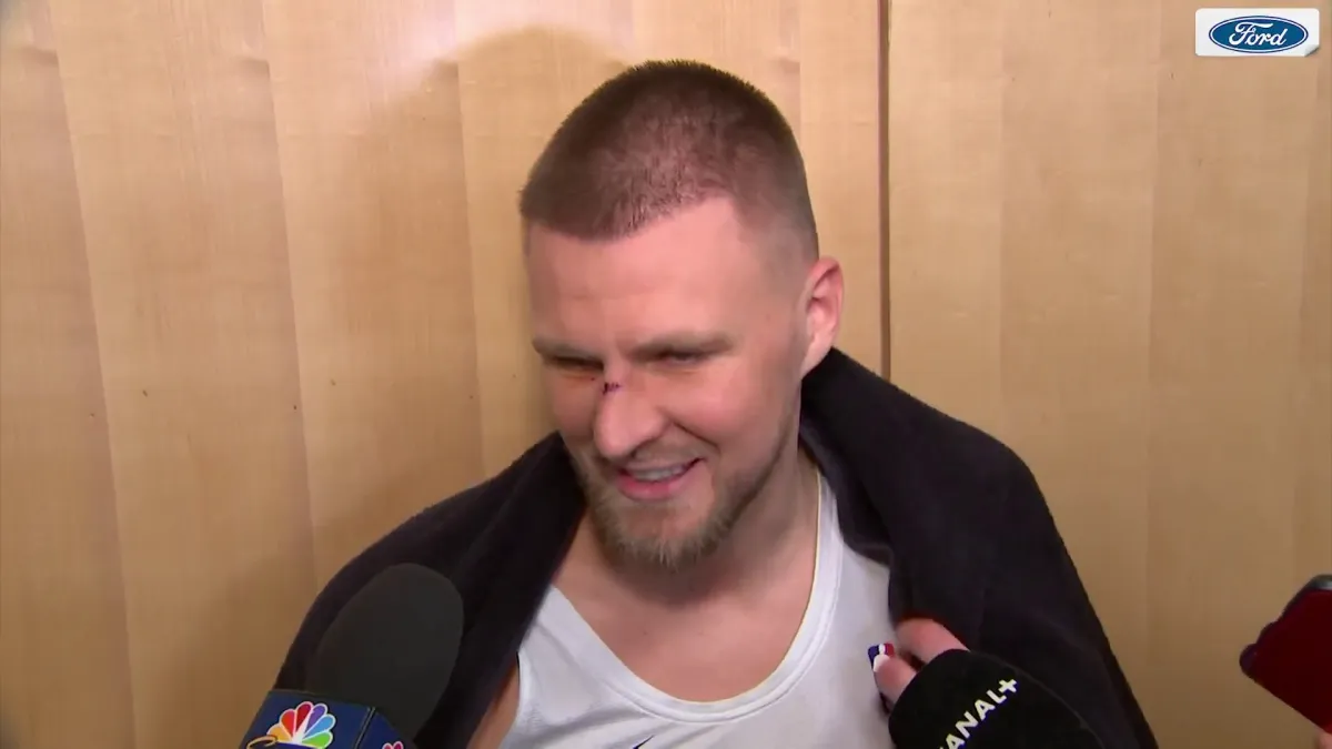 Kristaps Porzingis shares hilarious story after nose injury vs. Suns ...
